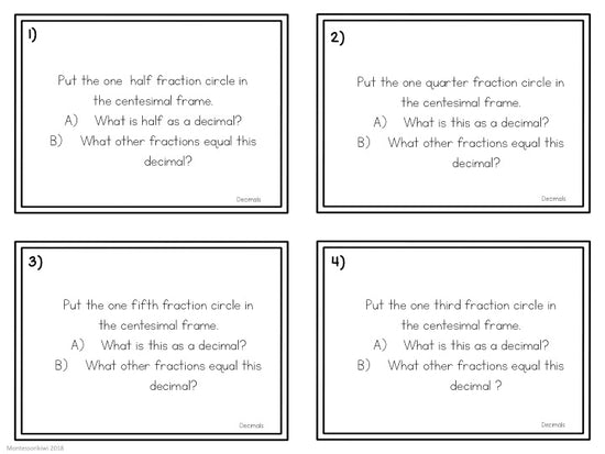 Converting Fractions to Decimals Task Cards – montessorikiwi