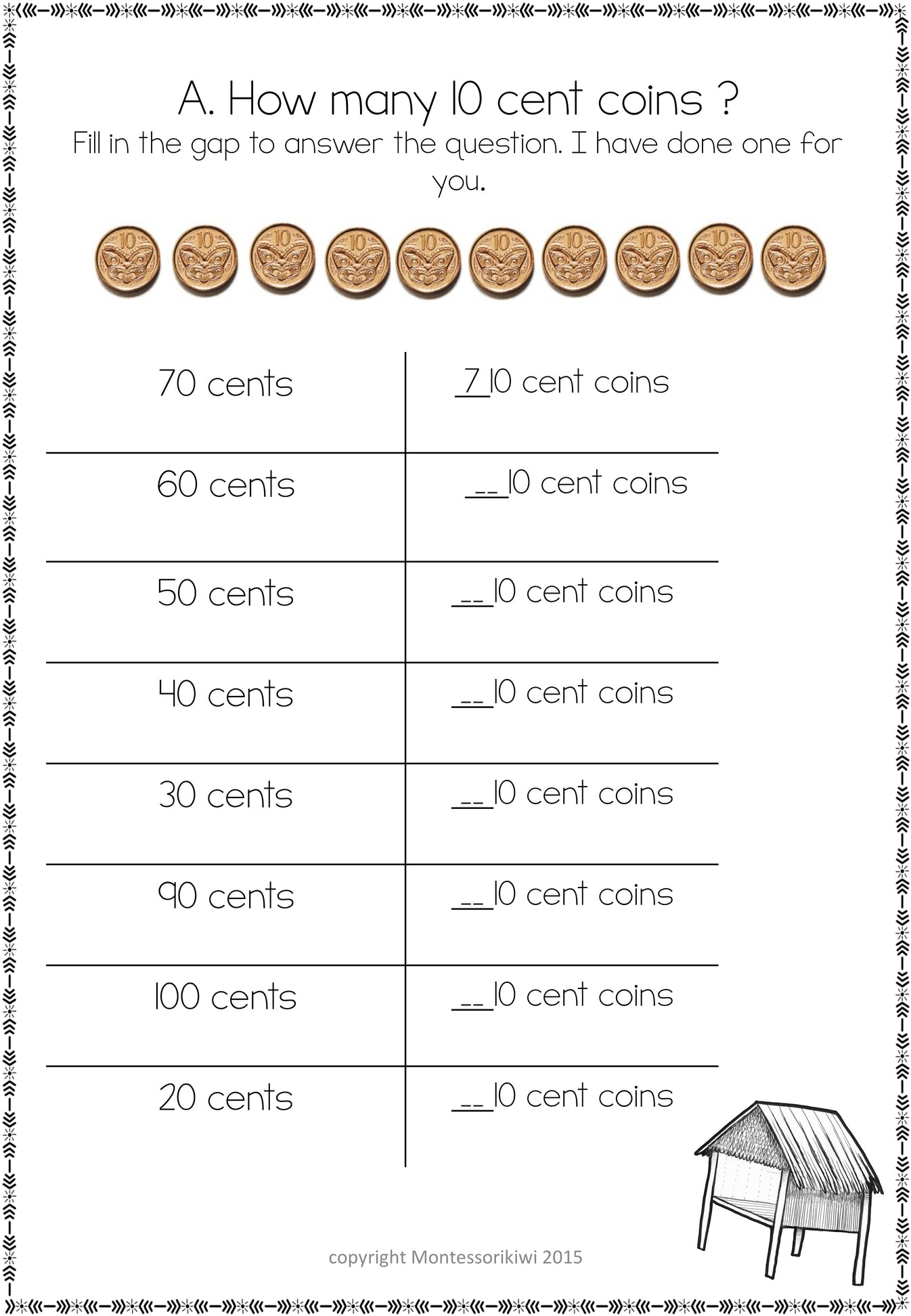 New Zealand Money Level 1: How many 10 cent coins equal – montessorikiwi