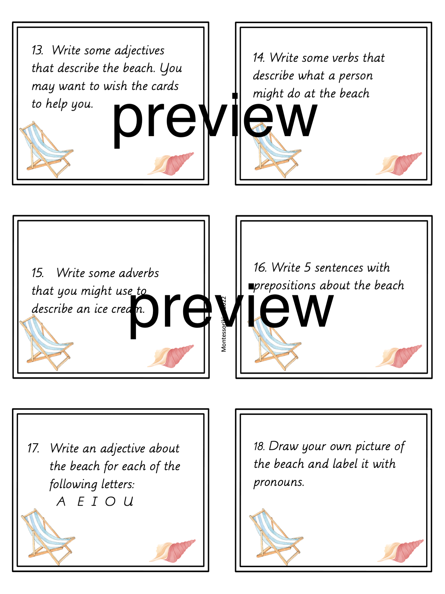 A Day At The Beach Miniature Environment (literacy) – montessorikiwi