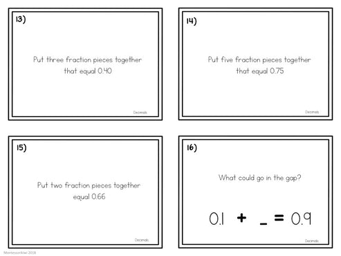 Converting Fractions to Decimals Task Cards – montessorikiwi