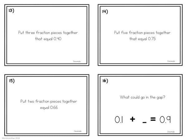 Converting Fractions to Decimals Task Cards – montessorikiwi