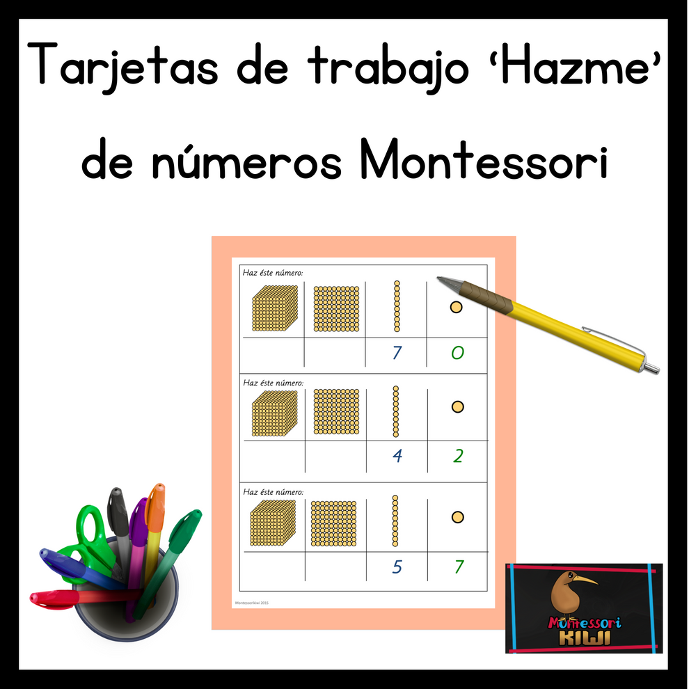 Tarjetas de trabajo ‘Hazme’ de números Montessori (make me task cards ...