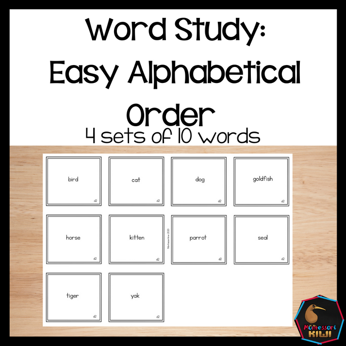 Word Study: Easy Alphabetical Order (literacy) – montessorikiwi