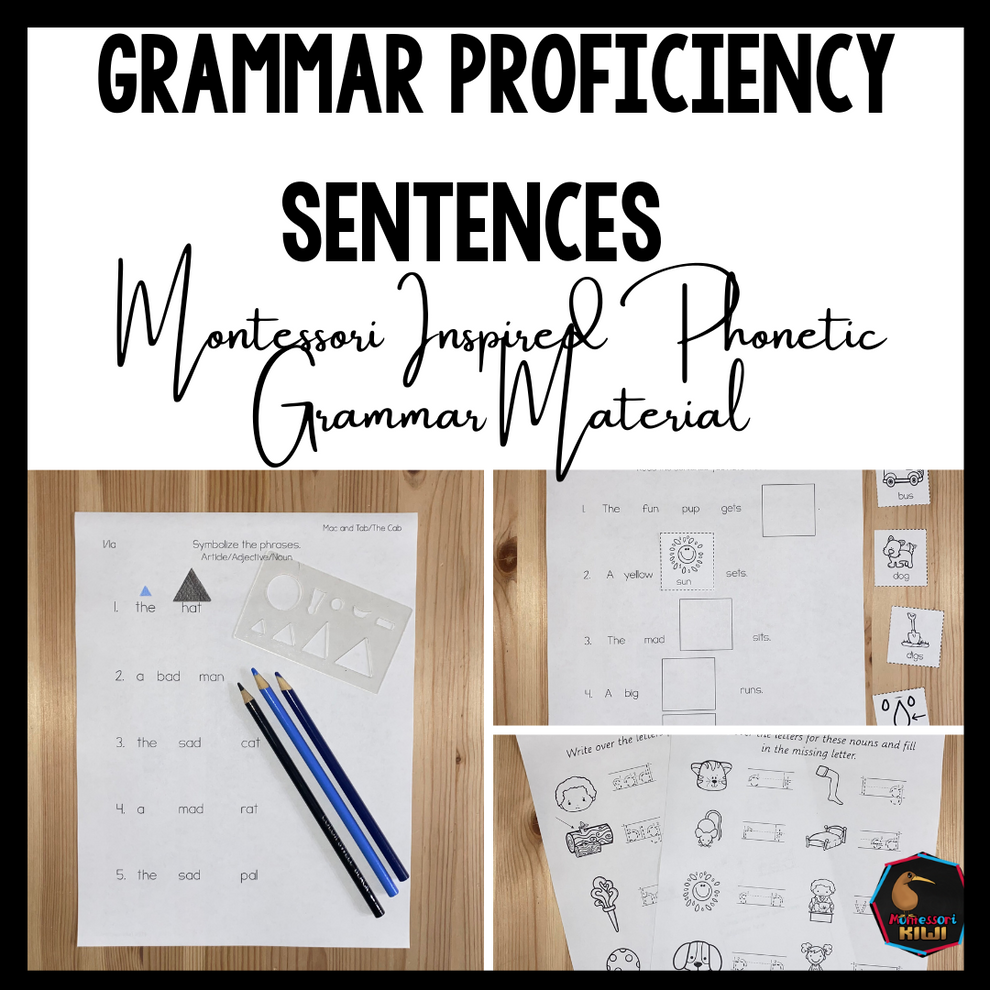 Montessori Phonetic Grammar - Proficiency Sentences Set 1 (literacy ...
