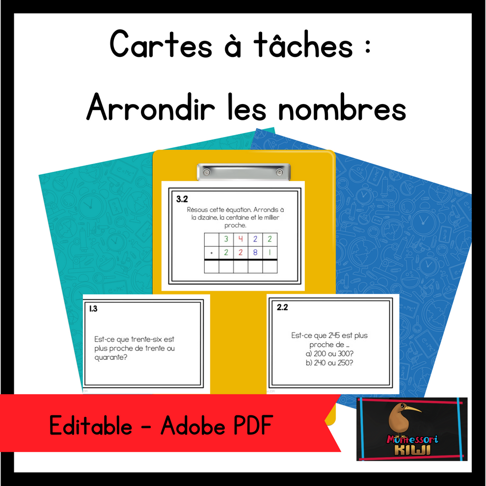 Cartes à tâches : Arrondir les nombres (Rounding Numbers Task Cards Fr ...