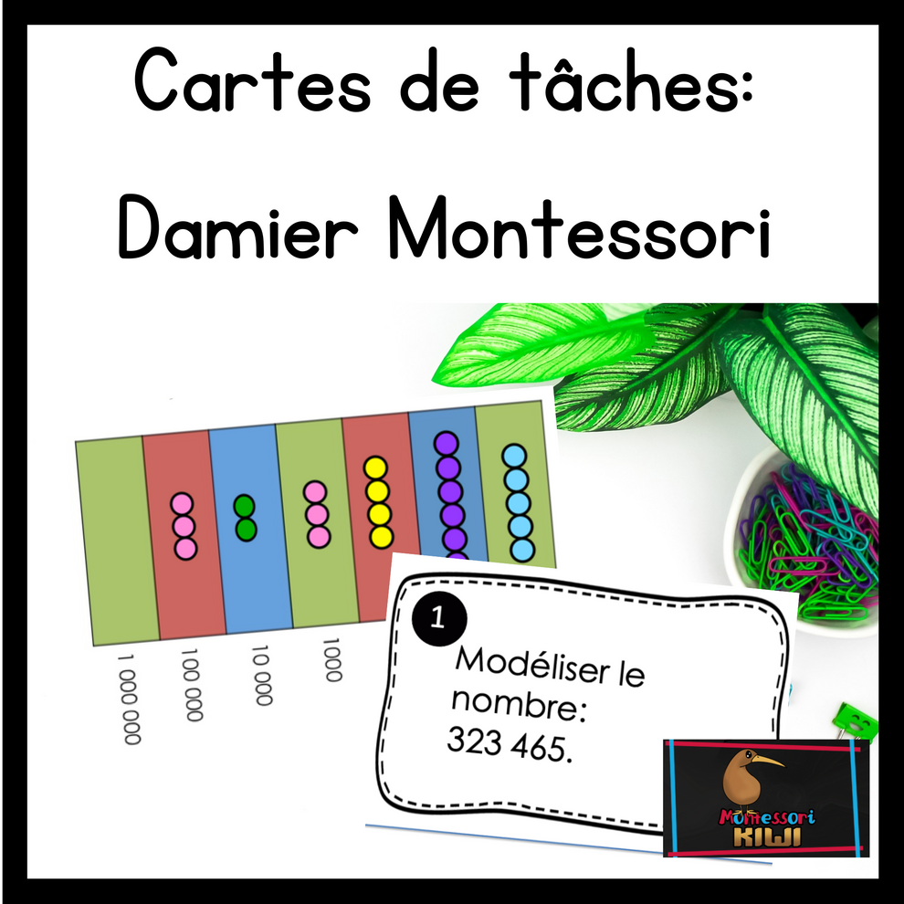 Cartes de tâches: Damier Montessori (checkerboard task cards french ...