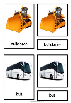 Transport 3 part cards – montessorikiwi